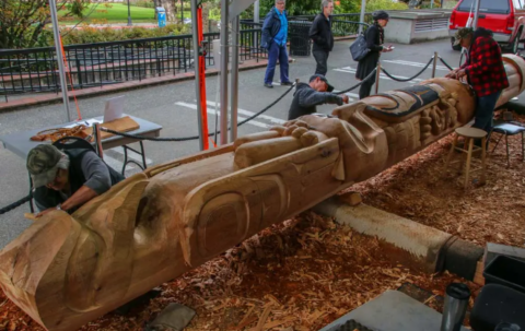 The art of carving totem poles is a highly specialized craft that ...